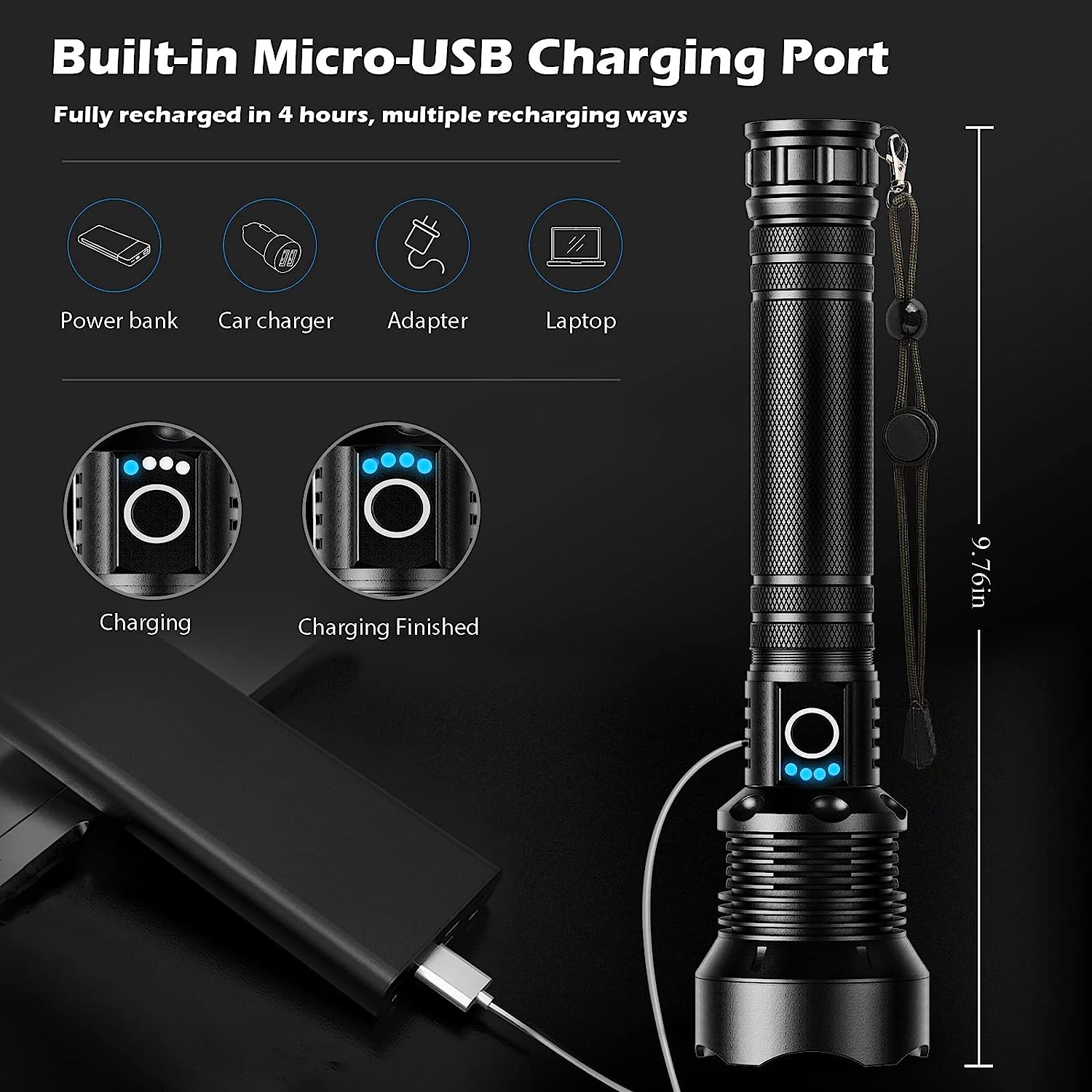 Ultrabright Tactical Torch Light - 15,000 Lumens